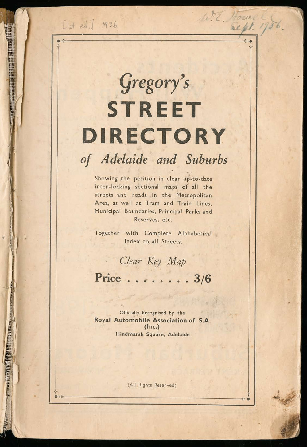 Adelaide : Gregory's street directory | State Library of South Australia