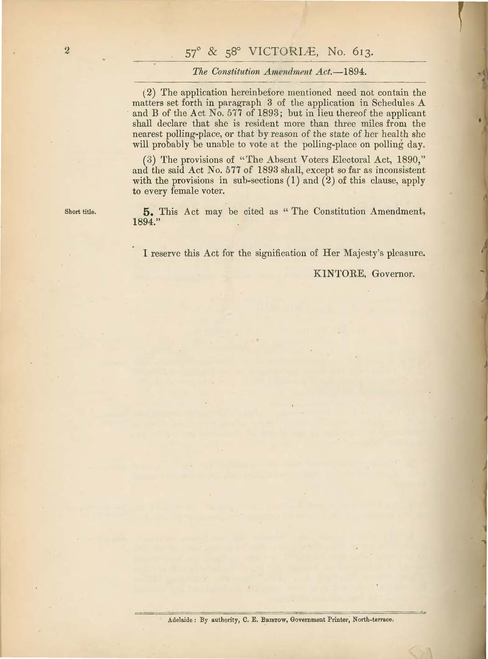 The Constitution Amendment Act, 1894 | State Library of South Australia